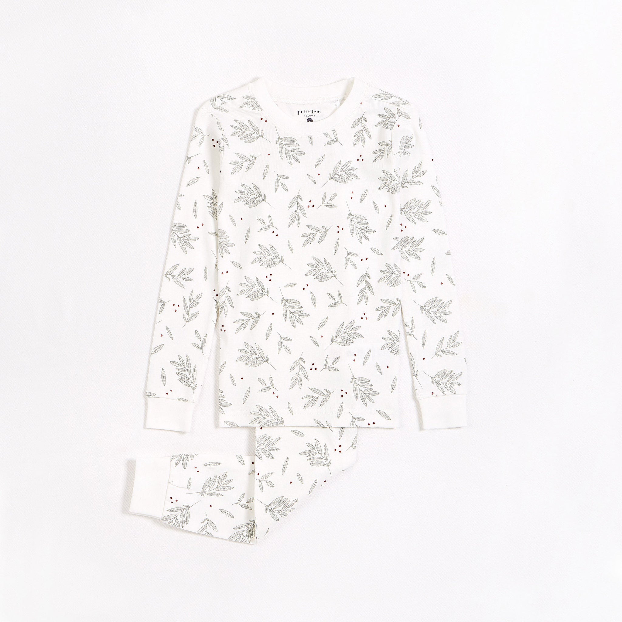 Laurel Leaves Print on Off White PJ Set by Petit Lem – Avery and Everett