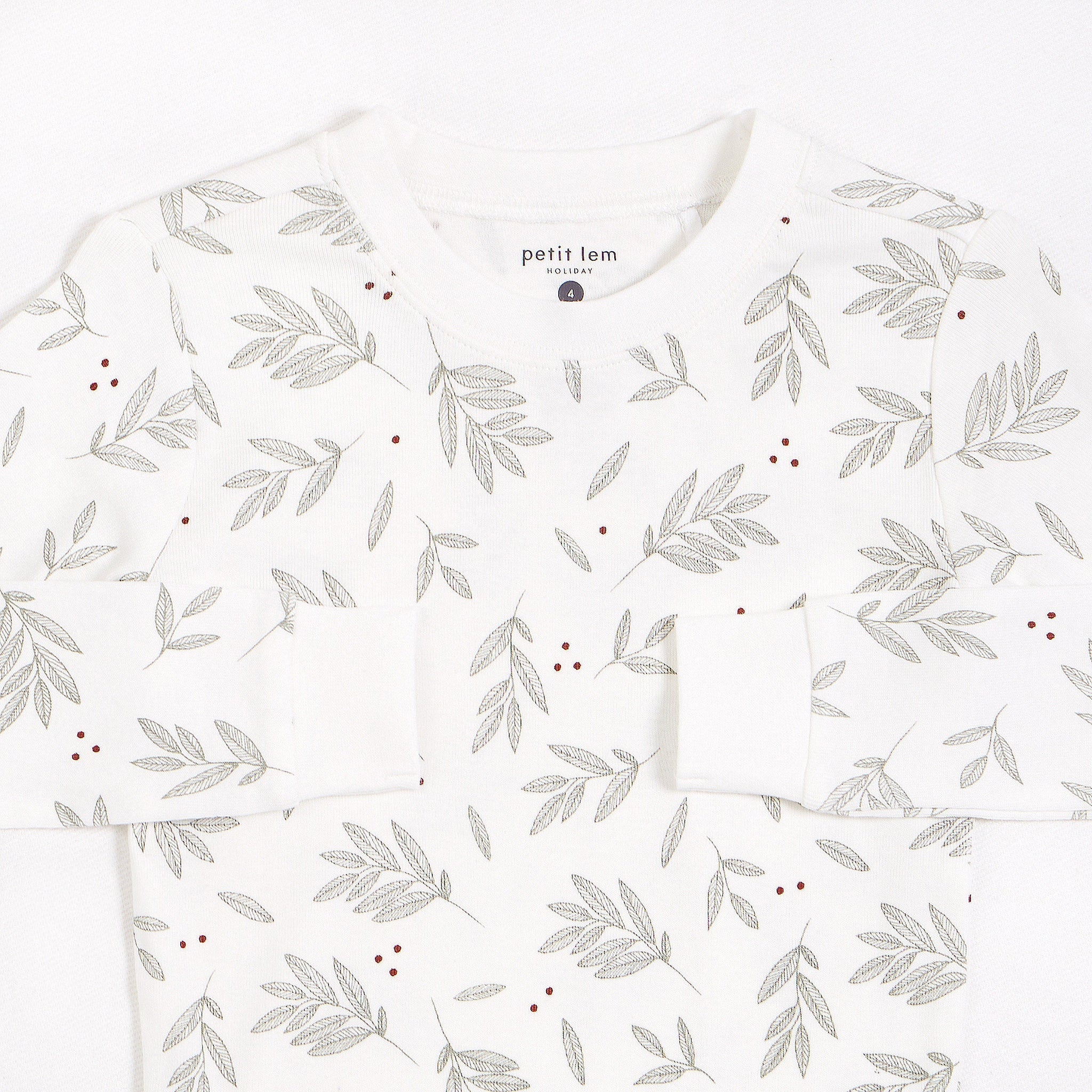 Laurel Leaves Print on Off White PJ Set by Petit Lem – Avery and Everett